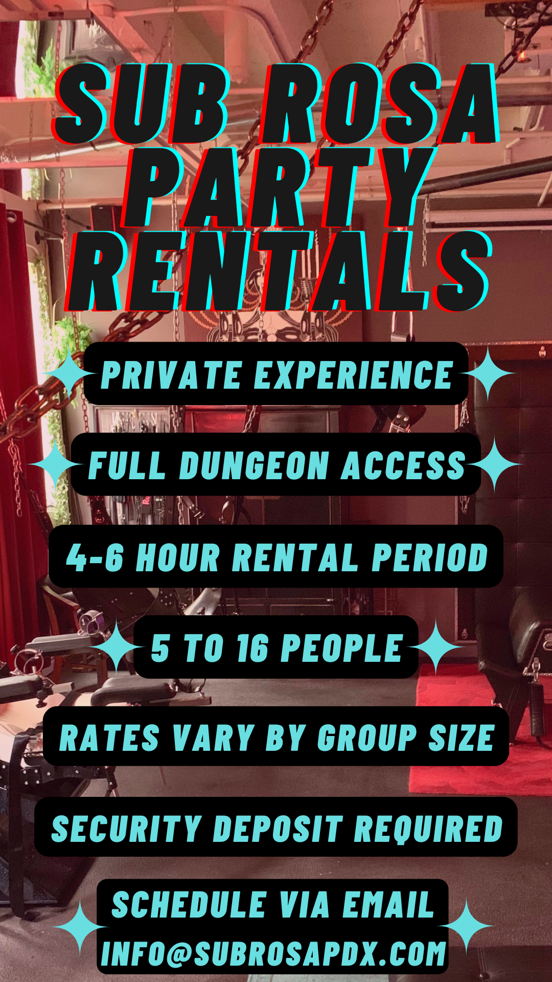 Group Party Rentals Now Available - Sub Rosa PDX